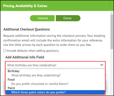 Creating checkout questions – Support