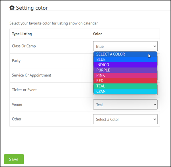 Setting up color coding for listings – Support