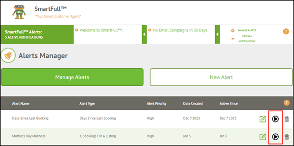 Running alerts – Support